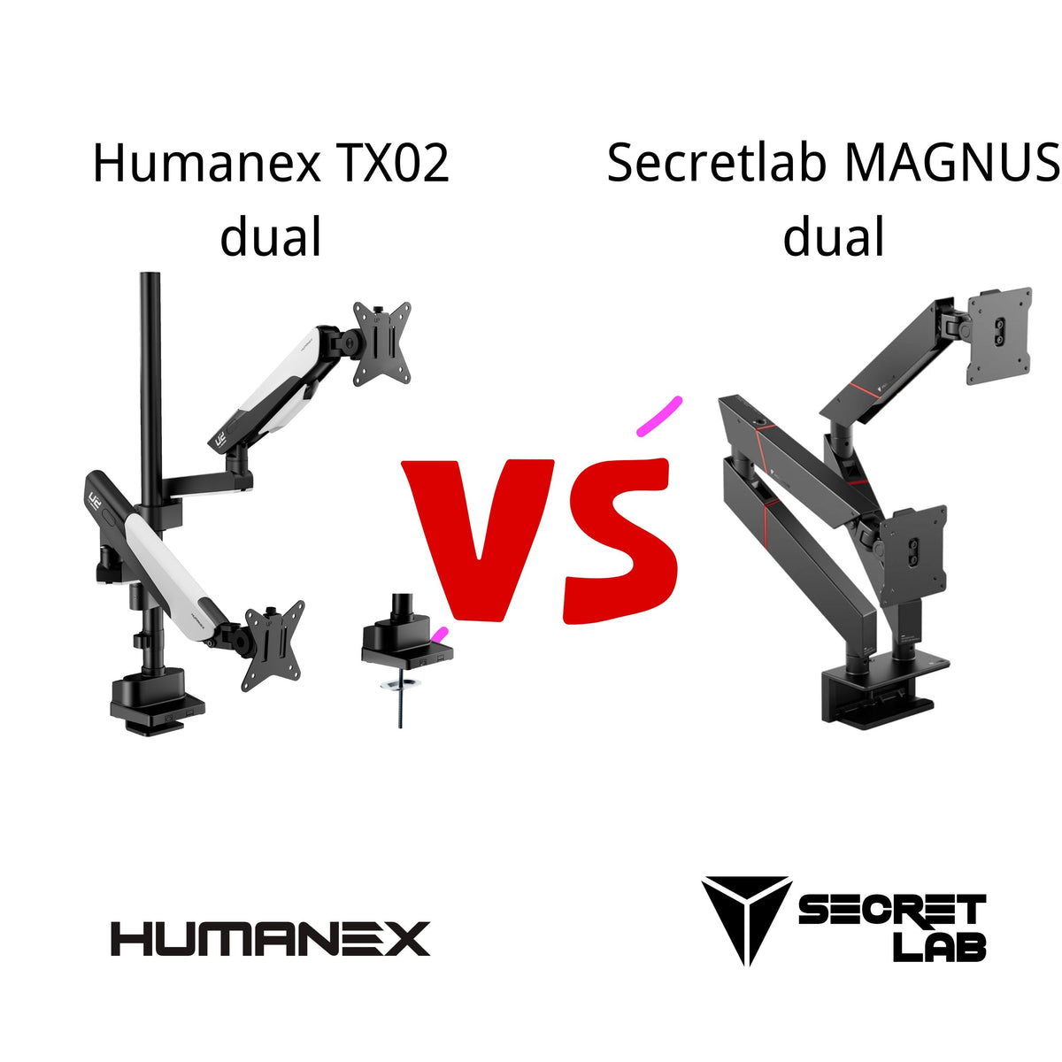 Humanex TX02 Dual Monitor Arm vs. Secretlab MAGNUS: The Ultimate Showd